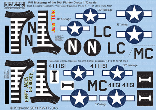 Kits World 172046 North American P-51 D Mustang 20th FG 77th and 79th Fighter Squadron.