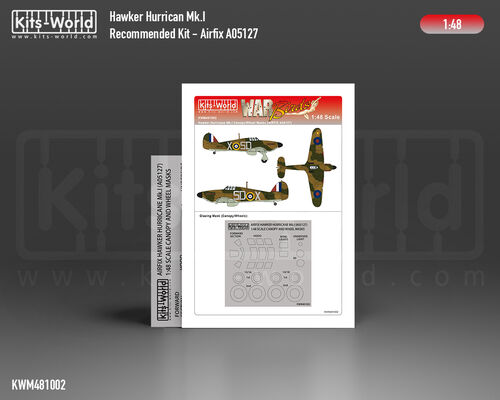Kits World M481002 Hawker Hurricane Mk.I wheels and canopy paint mask outside only (for Airfix 05127A kit)