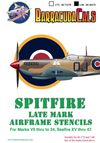 Barracuda Studios C48375 Spitfire Later Marks Airframe Stencils