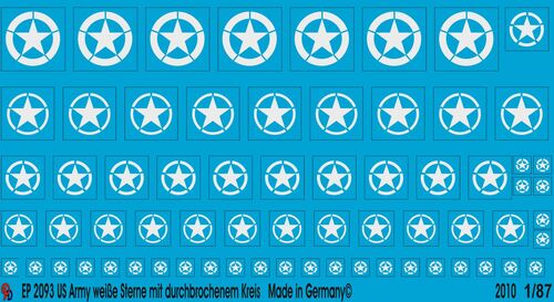 Peddinghaus-Decals 2093 US Army Stars White With Splitted Circle