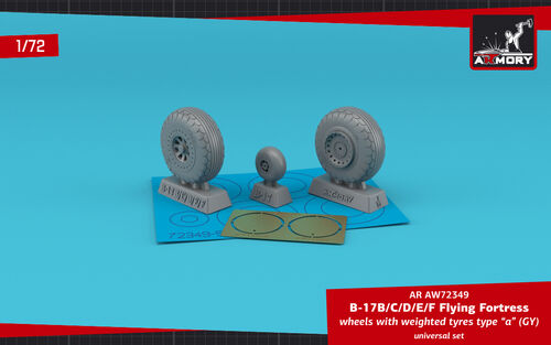 Armory Models Group AW72349 B-17B/C/D/E/F Flying Fortress wheels w/ weighted tyres type "a" (GY) & PE hubcaps