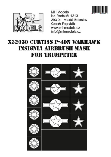MH Models X32030 Curtiss P-40N Warhawk Insignia Airbrush mask
