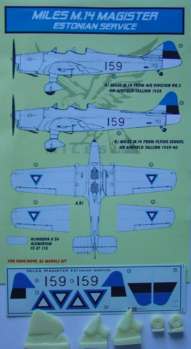 Kora Models Dec72149 Miles M.14A Magister Estonian + early rudder +undercariage