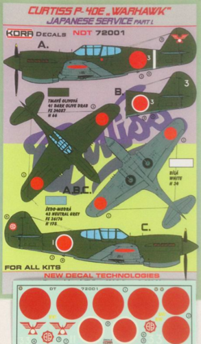 Kora Models NDT72001 Curtiss P-40E Japanese I