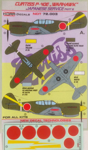 Kora Models NDT72003 Curtiss P-40E Japanese III