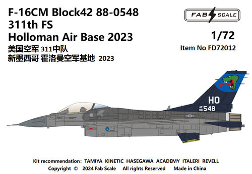 Fab Scale FD72012 General Dynamics F-16 CM Block 42 - USAF 311st FS Holloman Air Base (2023)