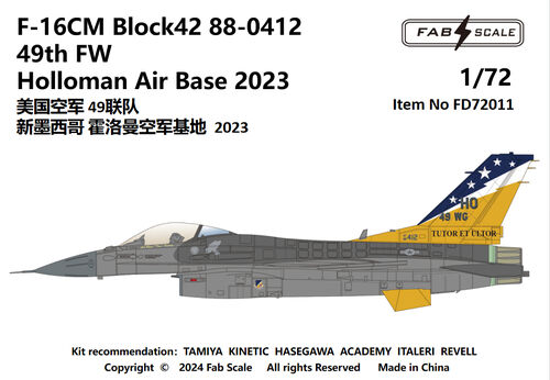 Fab Scale FD72011 Lockheed Martin F-16 C Block 42 - USAF 49th FW Holloman Air Base 2023