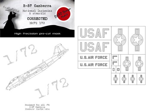 DEAD Design Models NM72173 B-57 Canberra National Insignias & Stencils CORRECTED (Italeri/Airfix)