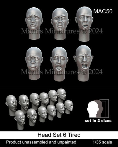 Mantis Miniatures MAC50 Head Set 6 Tired