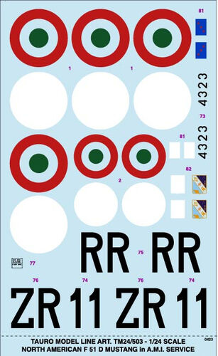TAURO MODEL 24-503 North American P-51 D Mustang in Italian Service