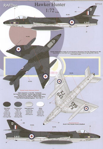 Rafdec RF7213 Hawker Hunters (8 schemes)