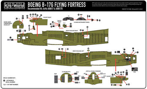 Kits World 3D1721046 Boeing B-17G Flying Fortress - Late Version - 3D Full Colour Instrument Panels (for Airfix 08017 & 08017B kits)