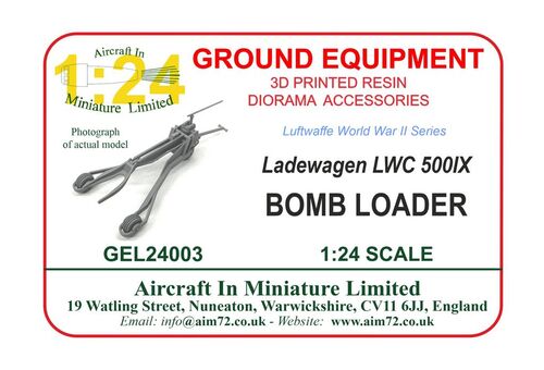Aircraft In Miniature Ltd GEL24003 Ladewagen LWC 500IX - Luftwaffe WWII Bomb Loader - 3d-printed (for Airfix and Trumepter kits)