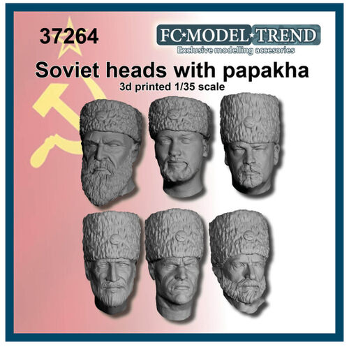 FC ModelTrend 37264 Soviet WWII Solider Heads with Papakha Hat (3D-printed)