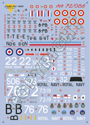 Model Art 72086 Royal Navy Wessex HAS.1 and Armee de l'Air SNCASE Mistral Decals
