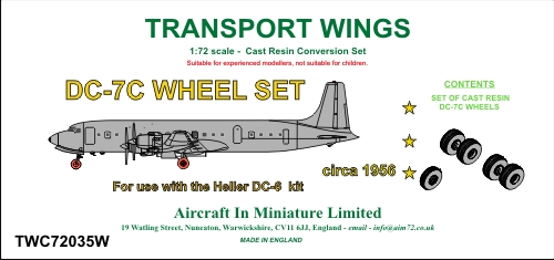 Aircraft In Miniature Ltd TWC72035W Douglas DC-7C - Wheel Set (for Heller DC-6 kits)