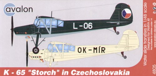 Avalon 4805 Fieseler K-65 'Storch' in Czech Service (designed to be used with Tamiya kits)