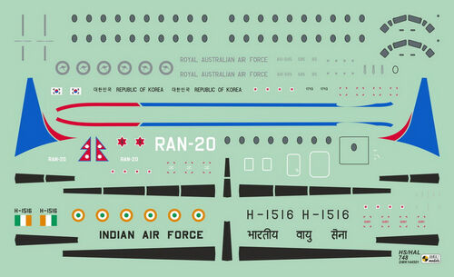 Mark I Decals DMK144-501 Hawker-Siddeley HS.748/HAL-748 'Andover Military' - Part 1 (Australia, South Korea, Nepal, India)