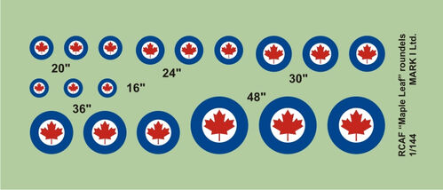 Mark I Decals DMK14416 RCAF Maple Leaf Roundels (2 sheets)