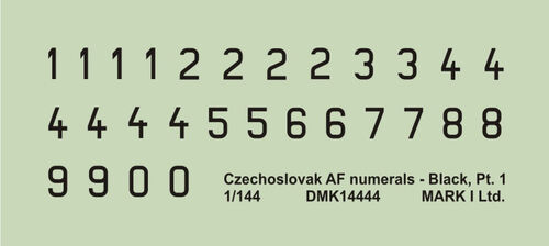 Mark I Decals DMK14444 Czech Air Force Numerals Black - Part 1 (2 sheets)