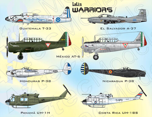 Aztec 72D062 Latin Warriors North-American AT-6 Texan México x 2; Cessna A-37 El Salvador; Bell UH-1H Panama; Bell UH-1B Costa Rica;Lockheed P-38H Honduras; Lockheed P-38 Nicaragua; T-33 Shooting ...