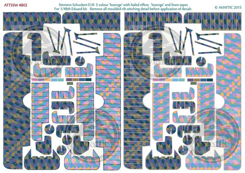 Aviattic ATT48039 Siemens Schuckert D.III - 5 Colour Lozenge "Faded" finish with lozenge and linen rib tapes (for Eduard kits)