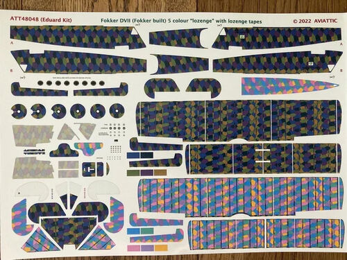 Aviattic ATT48048 Fokker DVII (Fokker built") - 5 colour "lozenge" with lozenge tapes (for Eduard kits)