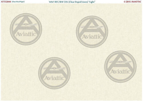 Aviattic ATT32044 RAF/RFC WWI CDL (Clear Doped Linen) 'Light' (printed on clear decal paper)