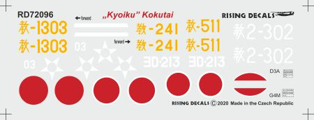 Rising Decals RD72096 "Kyoiku Kokutai" - Unknown and Less Known Units of the Japanese Imperial Army and Navy Pt.VI (4 schemes)