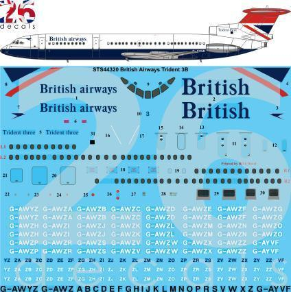 26 Decals STS44320 Hawker-Siddeley Trident 3B - British Airways