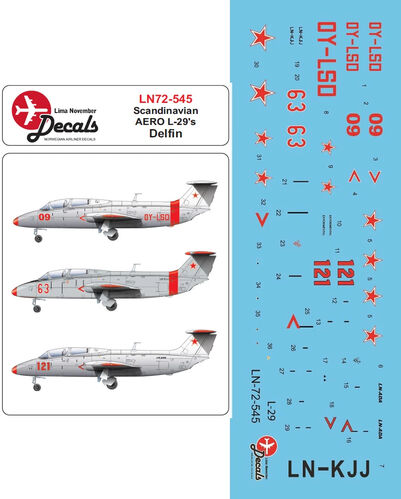 Lima November Decals 72-545 Scandinavian Aero L-29 Delfin