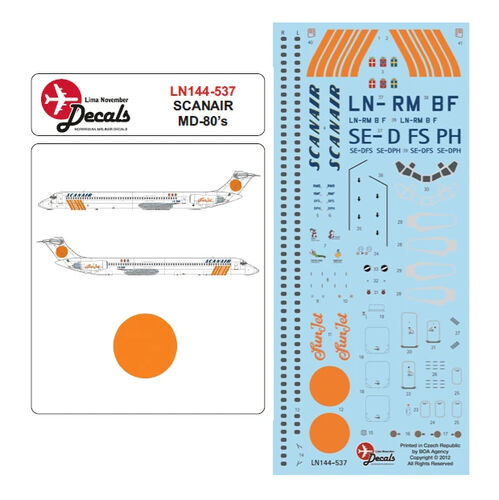 Lima November Decals 144-537 McDonnell-Douglas MD-80 - SCANAIR LN-RMB/F and SE-DFS/PH with the famous cartoons