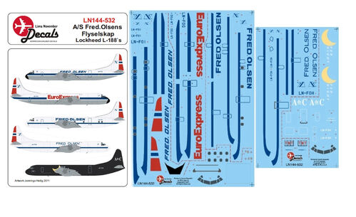 Lima November Decals 144-532 Lockheed L-188 Electra - "Fred Olsen" EuroExpress; A De C