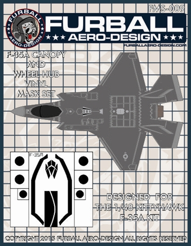 Furball Aero-Design FMS009 Lockheed-Martin F-35 A Lightning II - Canopy & Wheel Hubs masks (designed to be used with Kitty Hawk Model kits)
