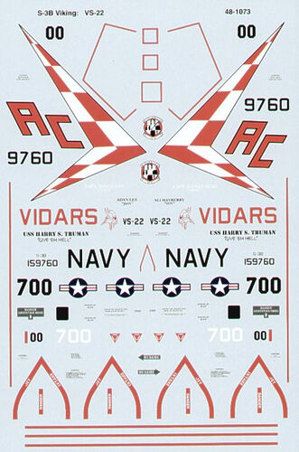 Microscale 481073 Lockheed S-3 B Viking - 159760 AC/700 VS-22 Checkmates USS Harry S. Truman (1 scheme)