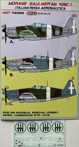 Kora Models NDT72089 Morane-Saulnier Ms 406C.1 - Italian Regia Aeronautica (For RS Models, Special Hobby, Hasegawa, etc.)