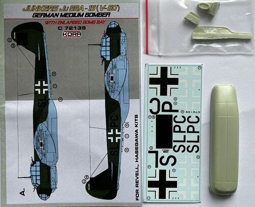 Kora Models C72139 Junkers Ju 88A-15(V-60) - German Medium Bomber With Enlarged Bomb Bay (For Revell/Hasegawa)