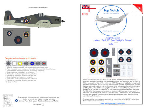 TopNotch 24-I008 Grumman Hellcat I - FAA 800 Sqn 'Lt Blythe Ritchie' (for Airfix kits)