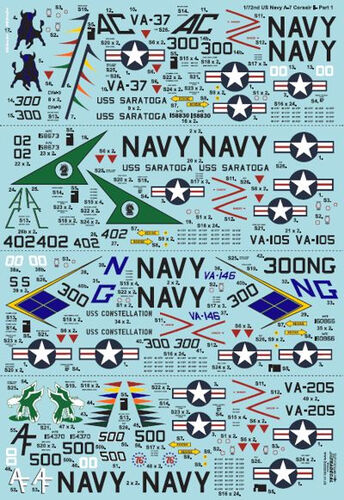 Xtradecal 72240 Colourful US Navy Vought A-7 B/E Corsair II Part 1 (4 schemes)