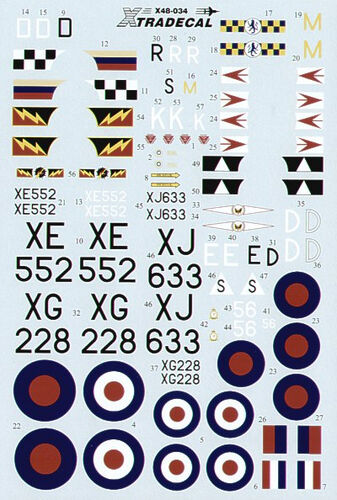 Xtradecal 48034 Hawker Hunter FGA.9 / FR.10 (7 Sqns 3 a/c)