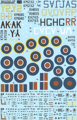 Xtradecal 48092 North American P-51 D Mustang in RAF service (6 schemes)