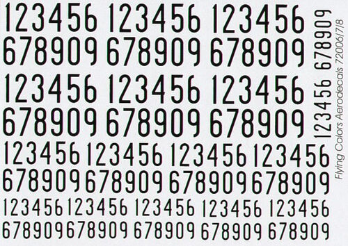Flying Colors 72006 Swedish Narrow Numerals - Black (1936-1962 period)
