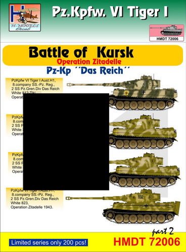 H-Model Decals T72006 Pz.Kpfw.VI Tiger I Battle of Kursk - Pz.Kp. 'Das Reich' (Part 2)