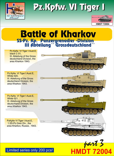 H-Model Decals T72004 Pz.Kpfw.VI Tiger I Battle of Kharkov - SS-Pz.Kp. 'Grossdeutschland' (Part 3)