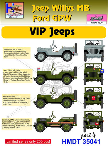 H-Model Decals T35041 Willys Jeep MB/Ford GPW: VIP Jeeps (Part 4)