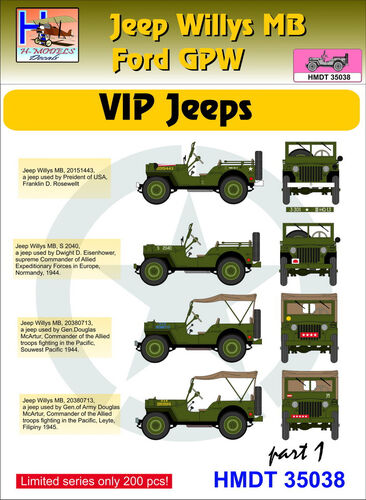 H-Model Decals T35038 Willys Jeep MB/Ford GPW: VIP Jeeps (Part 1)