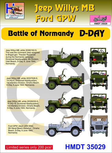 H-Model Decals T35029 Willys Jeep MB/Ford GPW: D-Day, Battle of Normandy
