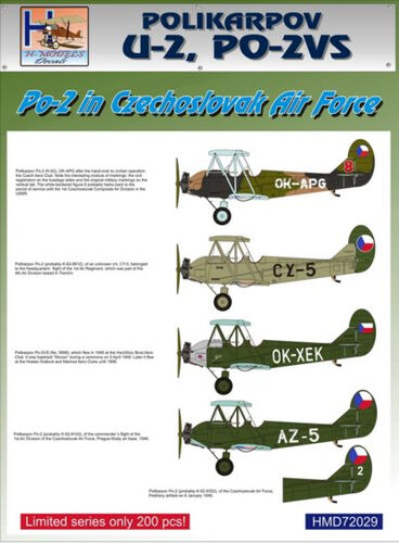 H-Model Decals D72029 Polikarpov U-2 / Po-2 VS in Czechoslovak Air Force