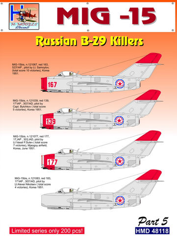 H-Model Decals D48118 Soviet B-29 Killers - Soviet MiG-15s bis over Korea