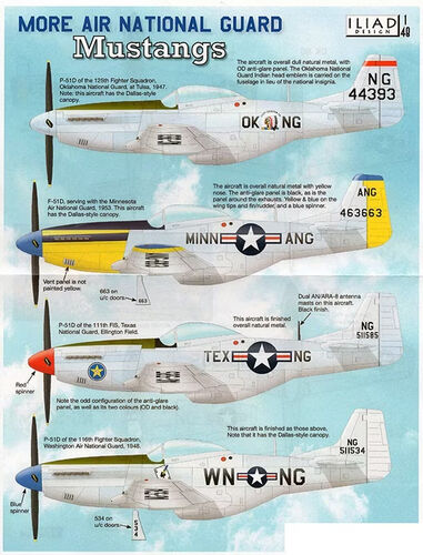 Iliad Design 48036 Air National Guard (ANG) North American P-51 D Mustangs: Washington, Texas, Minnesota and Oklahoma.